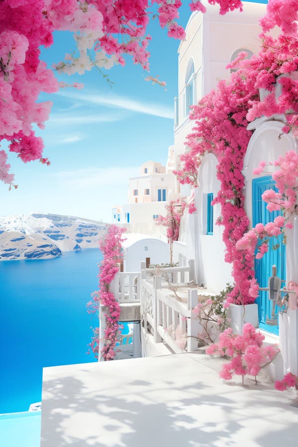 Greek Island Greek Landscape Background Stock Illustration ...