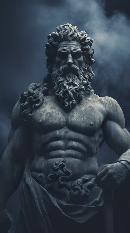 An Image of a Greek Philosopher Statue in Bluish Gray Tones. Stock ...