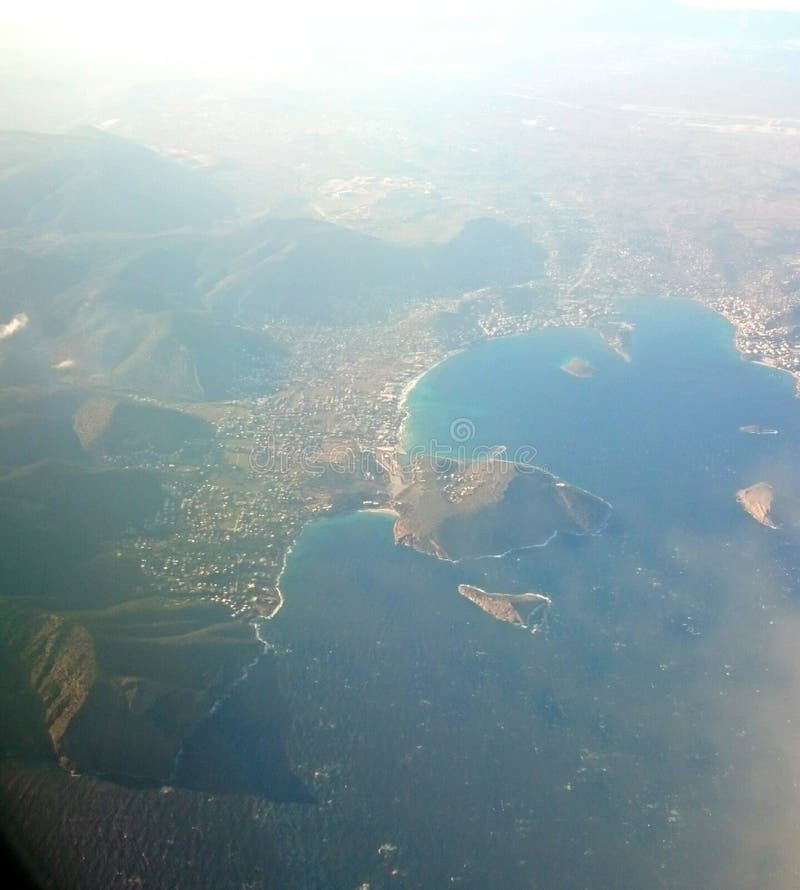 Greek View from Plane Window Stock Image - Image of landmark ...