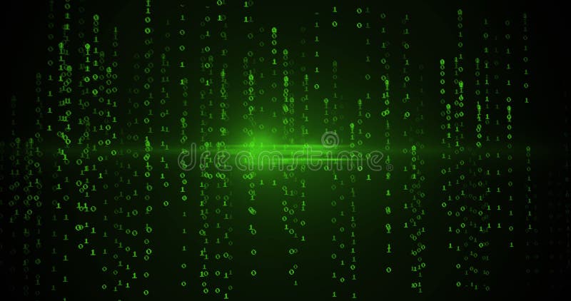 Image of Green Binary Coding Data Processing Over Black Background ...
