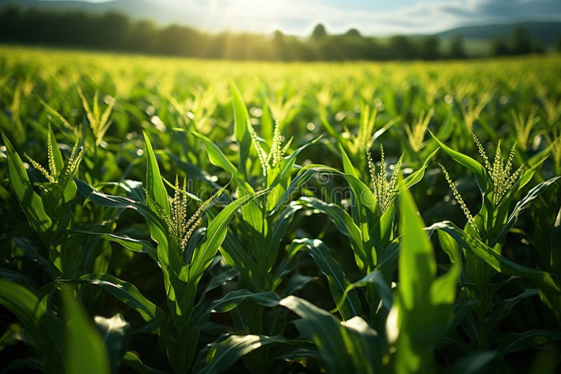 Image of a Green Corn Field in Sunny Weather. Generated by Artificial ...