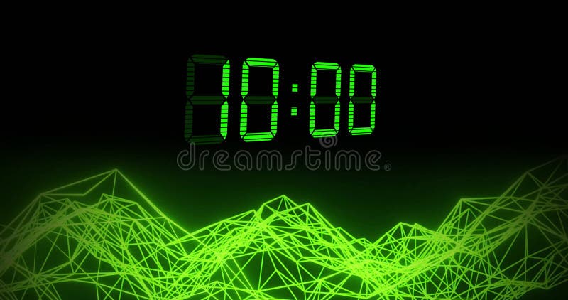 Image of Green Digital Clock Timer Changing Over Networks of ...