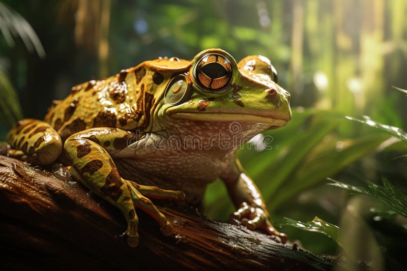 Image of Green Frog in Nature Forest. Amphibian Stock Illustration ...
