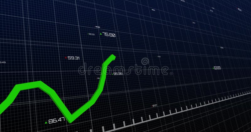 Image of Green Graph Line on Blue Grid Stock Illustration ...