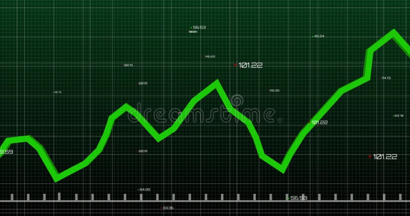 Image of Green Graph Line on Green Grid Stock Illustration ...