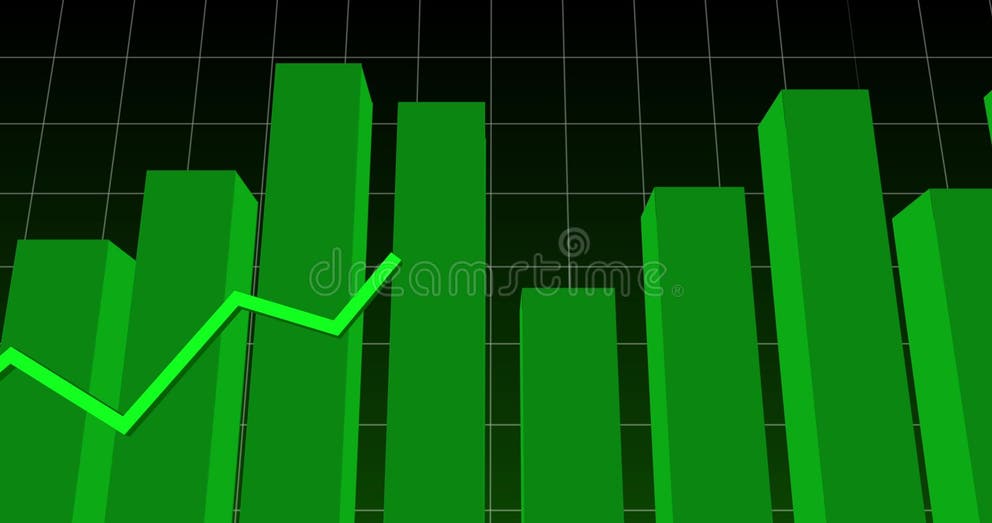 Image of Green Graph on White Grid on Black Background Stock ...