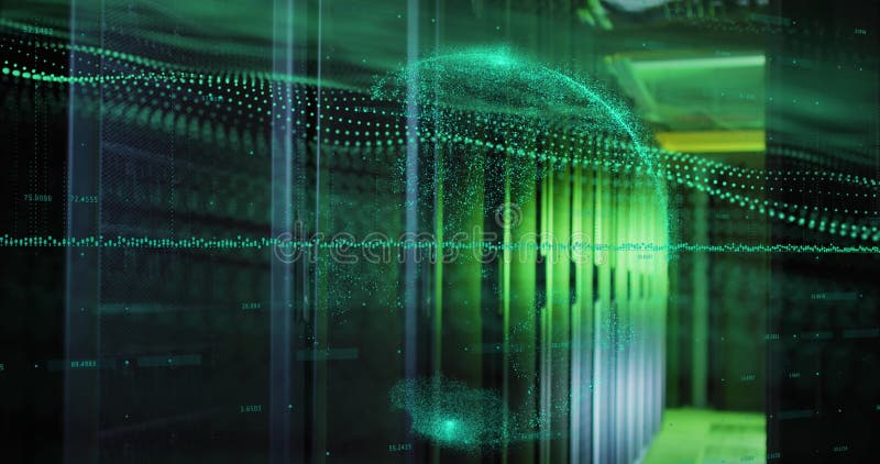 Image of Green Graphs and Globe Over Servers Stock Image - Image of ...