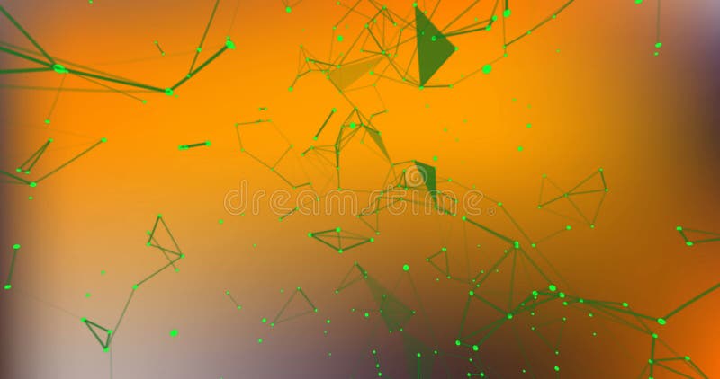 Image of Green Illuminated Dots Connecting with Lines and Moving on ...