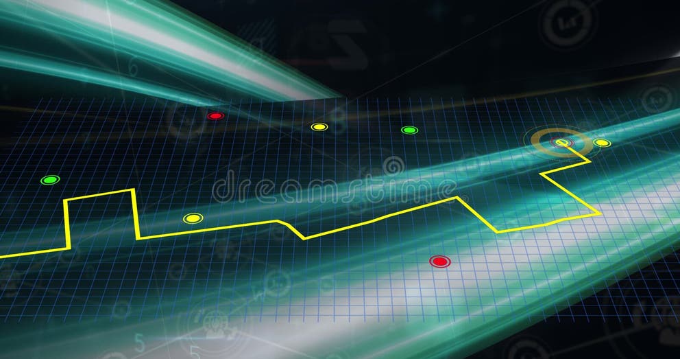 Image of Green Light Trails Over Cyber Security Data Processing Against ...