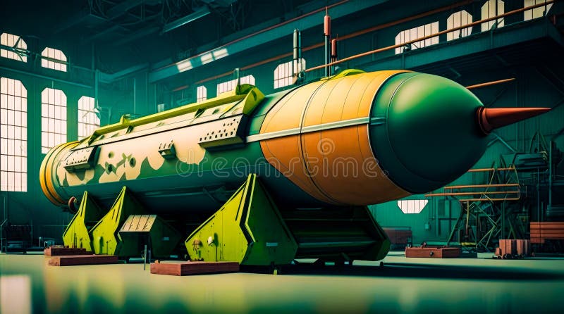 An Image of Green and Orange Rocket in Factory. Generative AI Stock ...