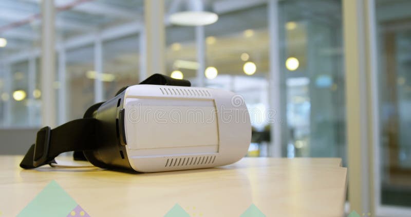 Image of Green and Purple Icons Flying Up Over Vr Headset in Office ...