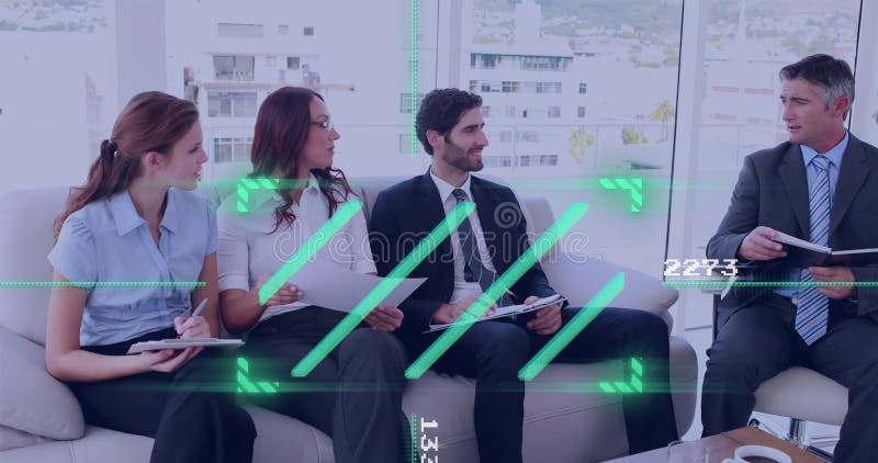 Image of Green Scanner Scanning Over Diverse Businesspeople Discussing ...