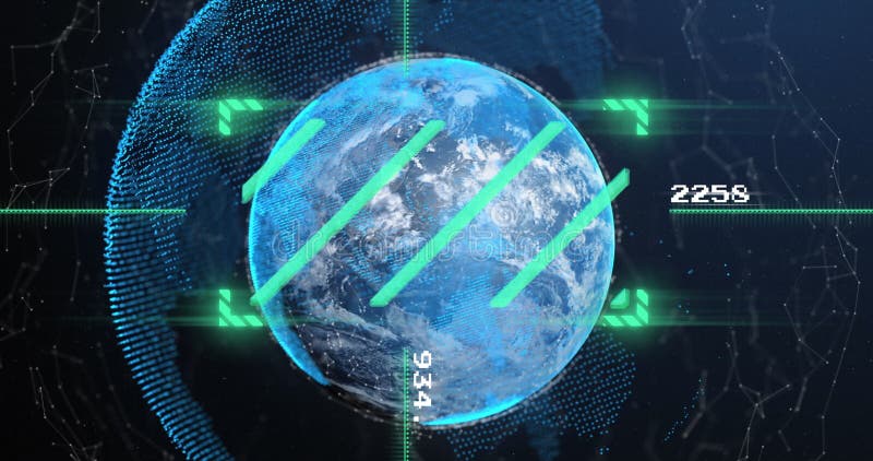 Image of Green Scanner Scanning Over Network of Connections and Globe ...