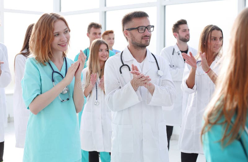 Image of a Group of Doctors Walking in a Hospital Corridor . Stock ...