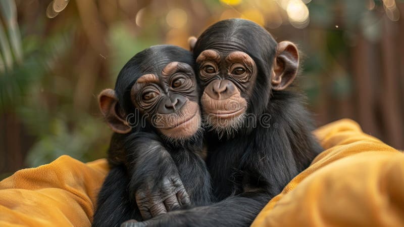 Playful Chimpanzees Enjoying a Fun-filled Moment Together Stock ...