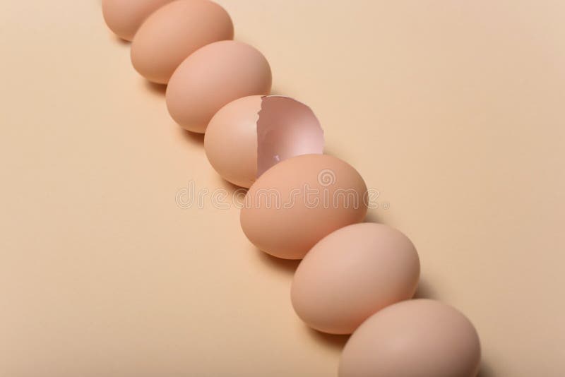Image of a Group of Whole Chicken Eggs and Half an Egg Shell among it ...