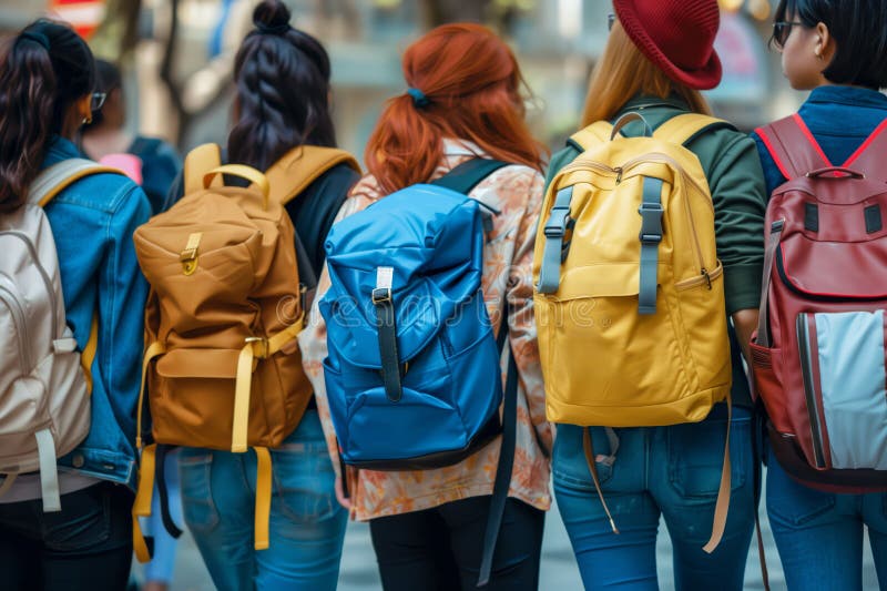 A Group of Young Students Standing Together with Backpacks. Stock ...