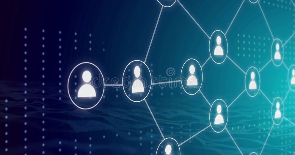 Image of Growing Network of People Icons Over Data and Communication ...