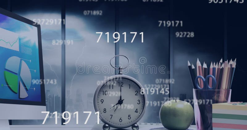 Image of Growing Numbers Over School Items in Class Stock Image - Image ...