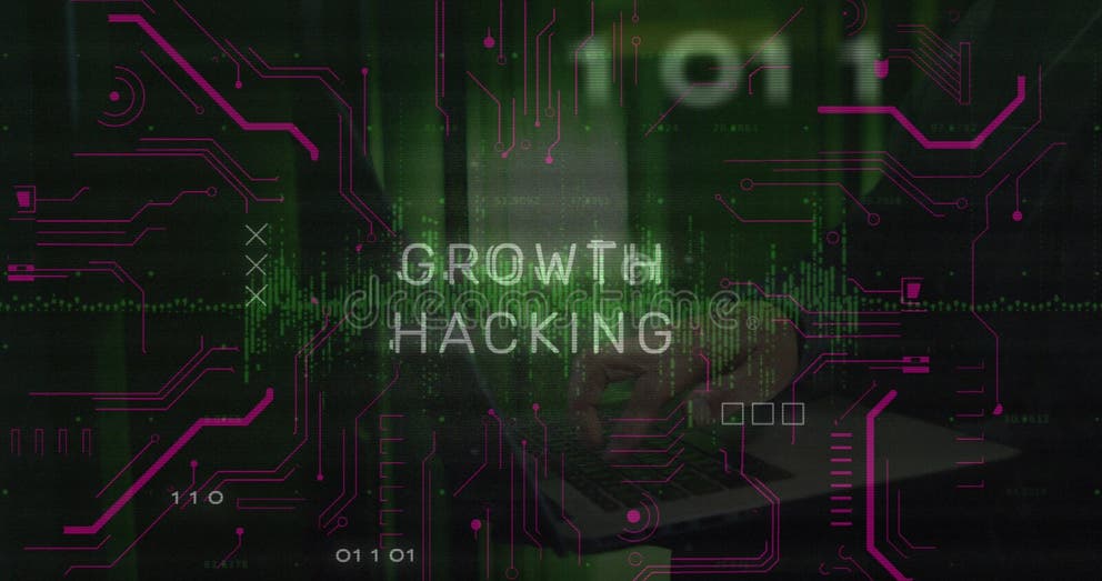 Image of Growth Hacking Text and Data Processing Over Hacker Using Laptop Stock Illustration ...