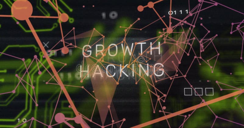 Image of Growth Hacking Text Over Communication Network and Motherboard ...