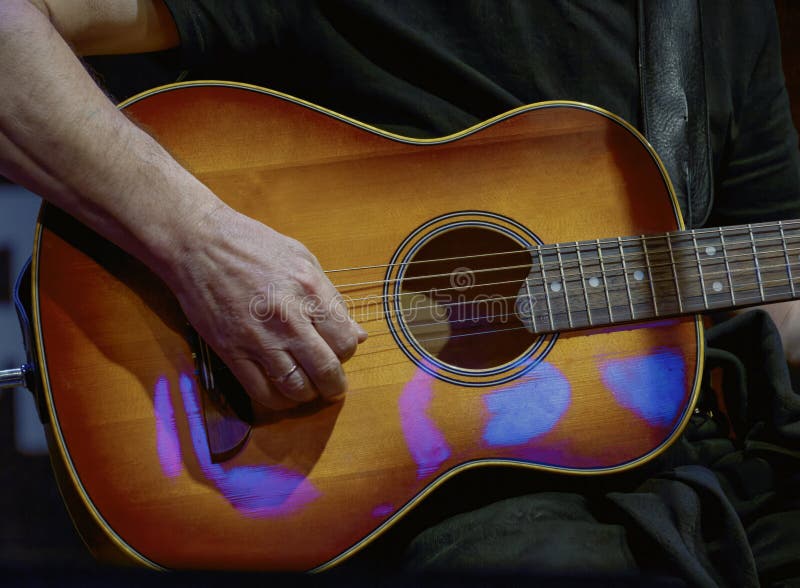 Guitarist S Hand Playing on the Strings of a Guitar Stock Photo - Image ...