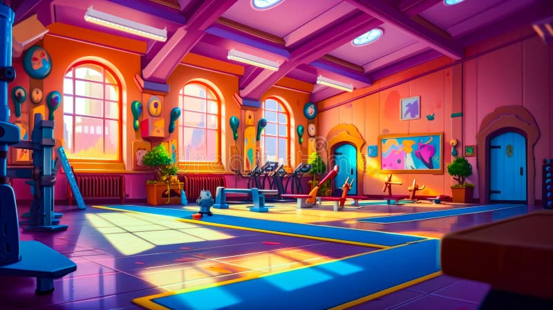 An Image of Gym in Cartoon Style. Generative AI Stock Illustration ...