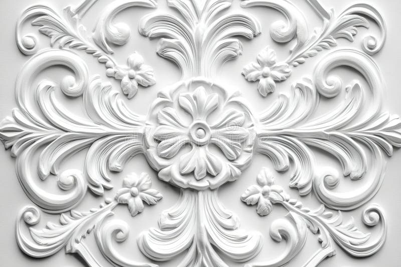 An Image of Gypsum Bas-relief Ceiling Details Over a Gray Background ...