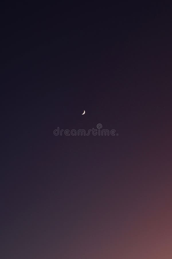Image of a Half Moon in the Dark Purple Sky. Stock Image - Image of ...