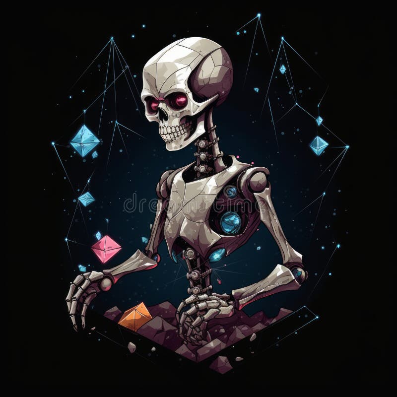 Image of Half Robot with Diamond Bones Generative AI Stock Illustration ...