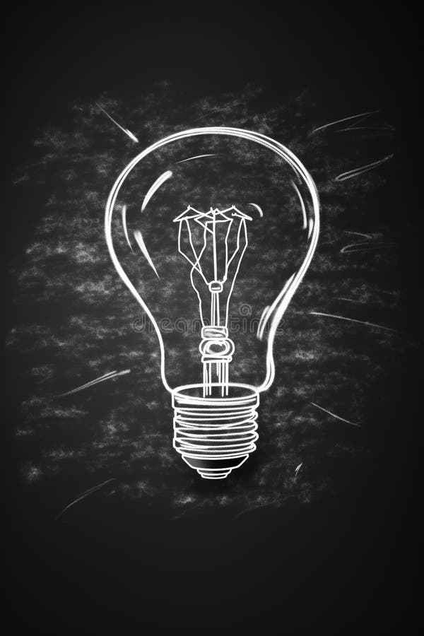 Hand-drawn Light Bulb on Chalkboard Symbolizing Creativity Stock ...