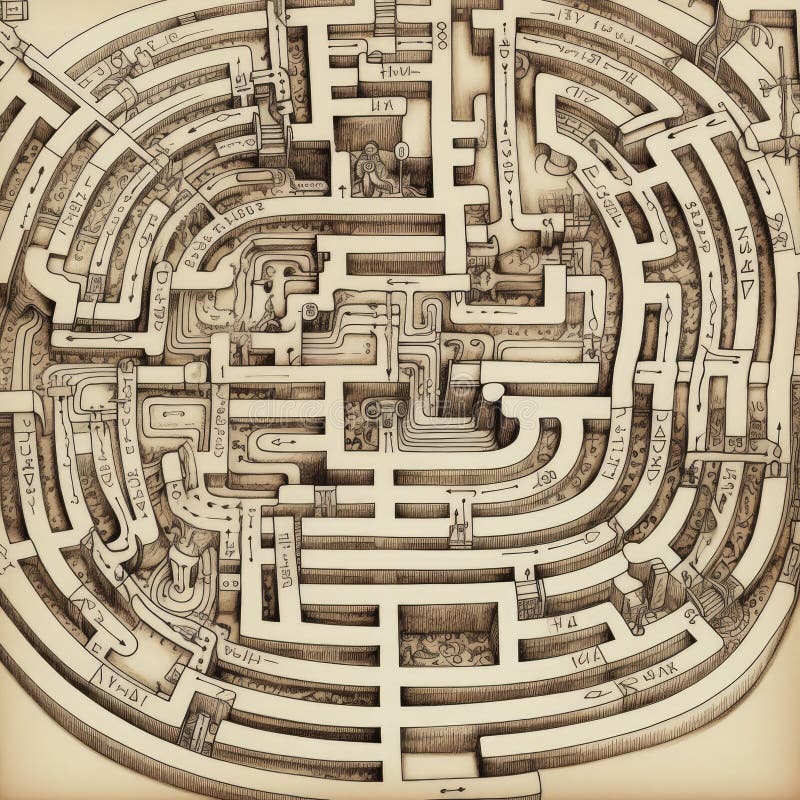 A Maze Drawing Made from Scratch with the Inside View of the Complex ...