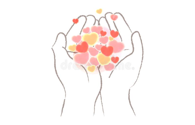 Image of a Hand Holding a Small Heart Stock Vector - Illustration of ...