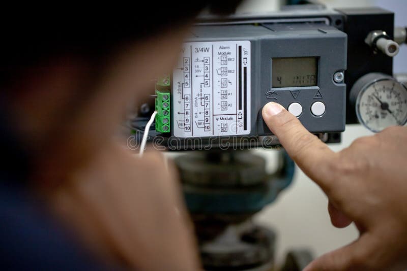 An Image of a Hand Pressing on a Control Valve Stock Image - Image of ...