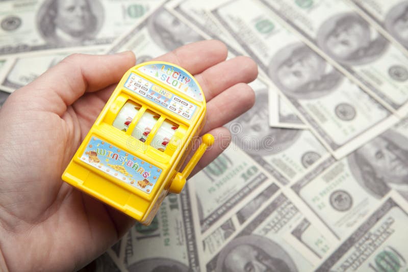 Image of Hand Slot Machine Money Stock Photo - Image of chance, neon ...