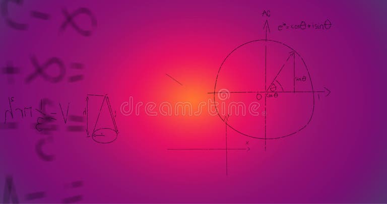 Image of Hand Written Mathematical Formulae Over Pink Background Stock ...