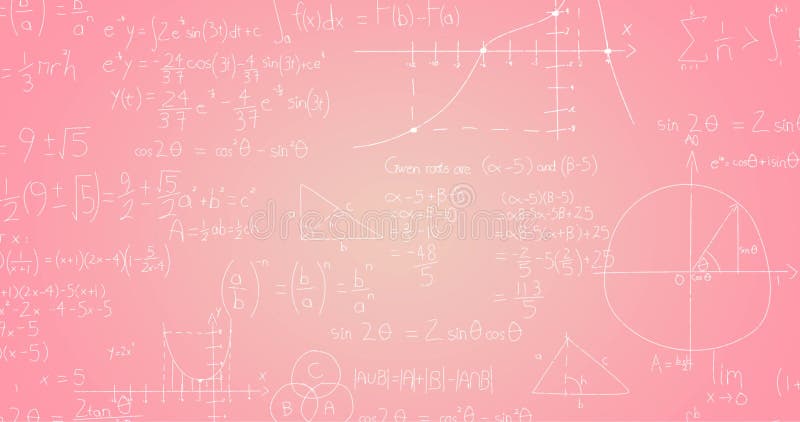 Image of Hand Written Mathematical Formulae Over Pink Background Stock ...