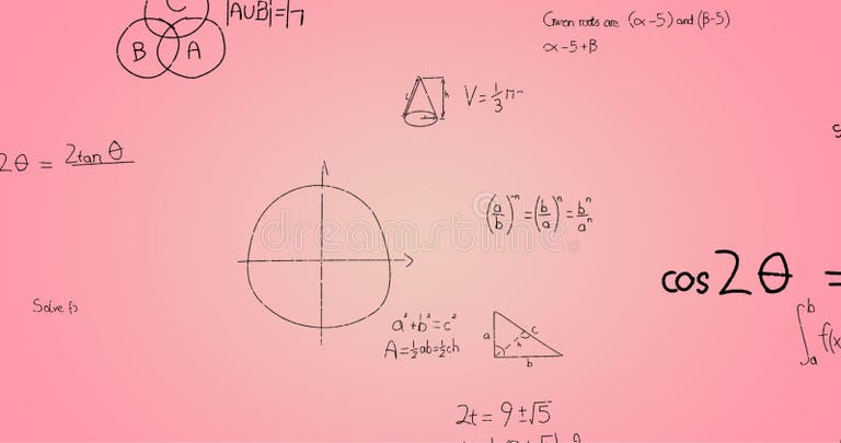Image of Hand Written Mathematical Formulae Over Pink Background Stock ...
