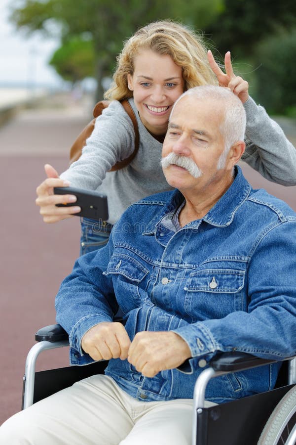 Image Handicapped Dad Taking Selfie with Daughter Stock Photo - Image ...
