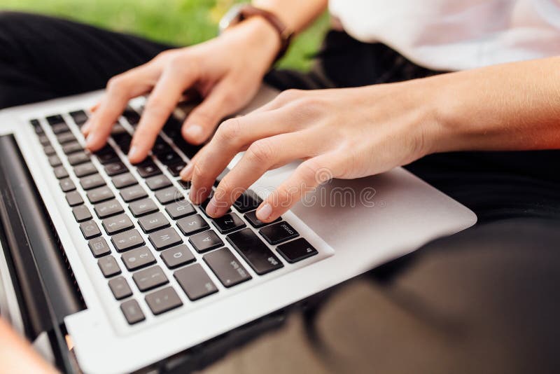 Image of Hands, Fingers, Typing on the Keyboard Text Stock Photo ...
