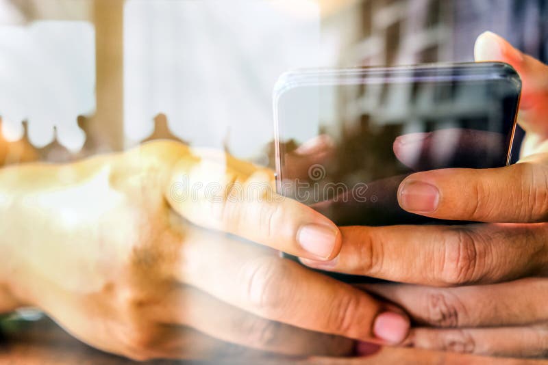 Image of Hands with mobile stock photo. Image of message - 154420140