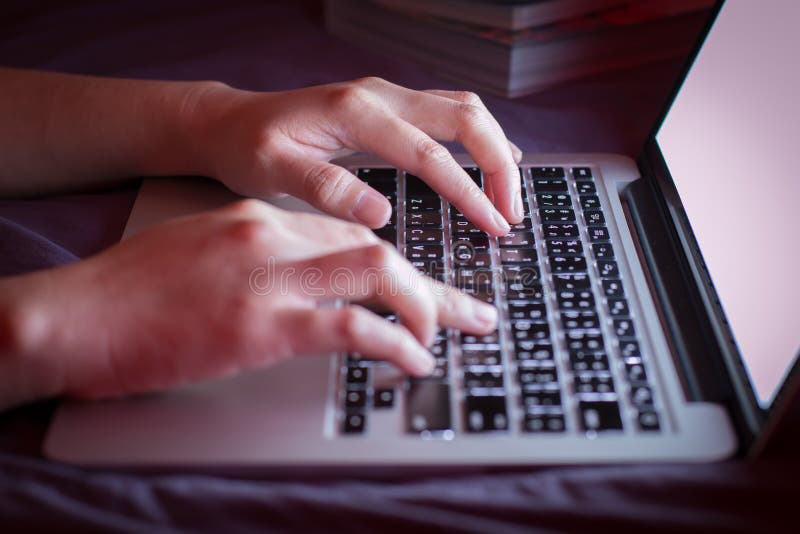 Image Hands Typing. Selective Focus. Stock Image - Image of electronics ...