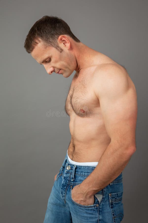 Handsome Muscle Man Side View Stock Photo - Image of fitness ...