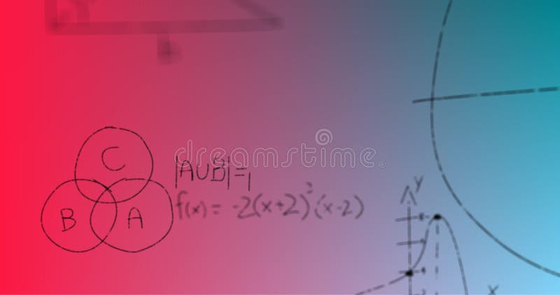Image of Handwritten Mathematical Formulae Over Blue To Red Background ...