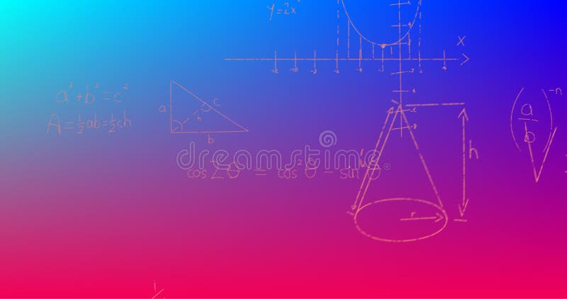 Image of Handwritten Mathematical Formulae Over Blue To Red Background ...