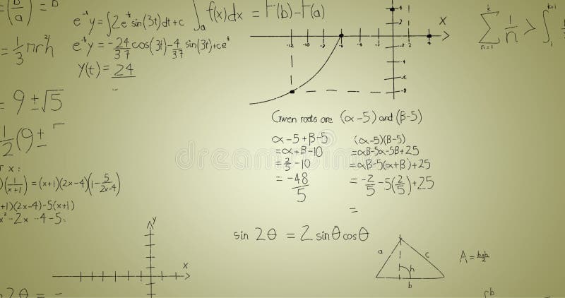 Image of Handwritten Mathematical Formulae Over Green Background Stock ...