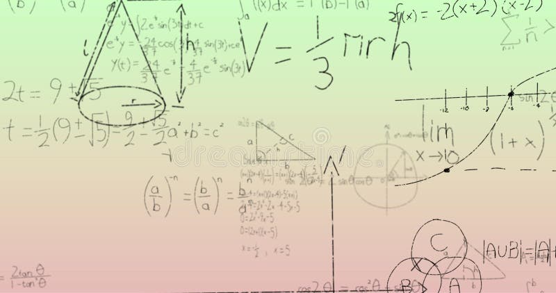 Image of Handwritten Mathematical Formulae Over Green To Pink ...