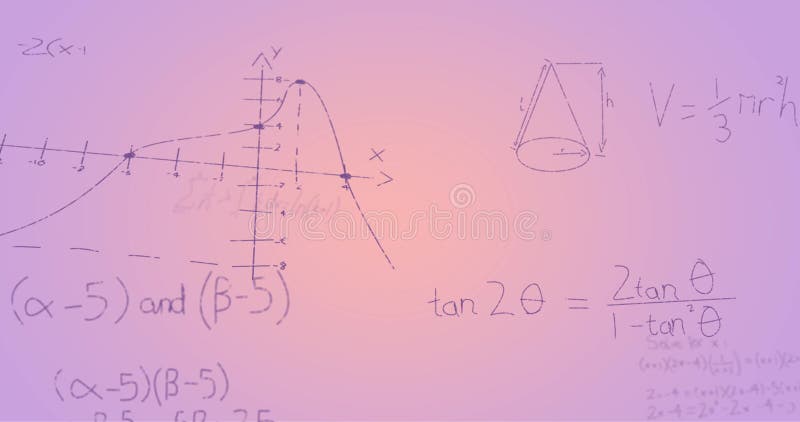 Image of Handwritten Mathematical Formulae Over Purple Background Stock ...