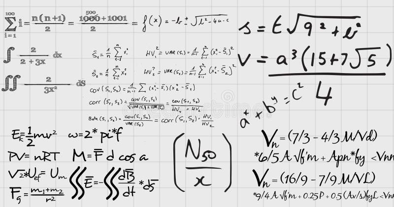 Image of Handwritten Maths Equations Moving Over Square Ruled Notebook ...