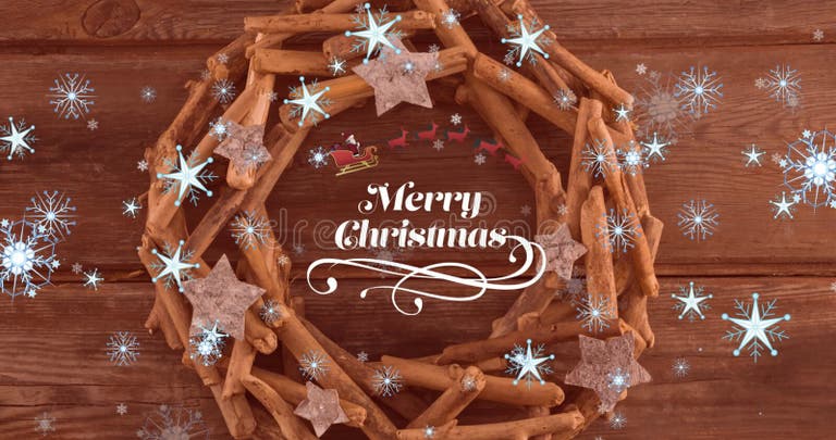 Image of Happy Christmas and New Year Text Over Christmas Tree in and Processing Stock ...
